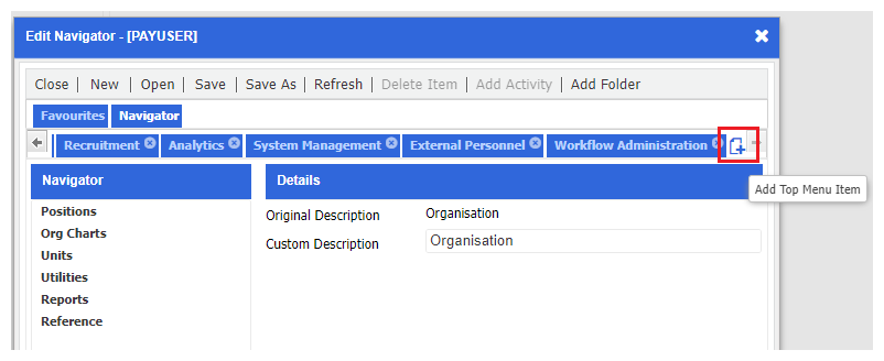 Customising Navigator