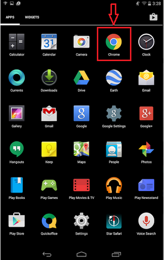 Google Chrome in Android OS (Tablet/Phone)